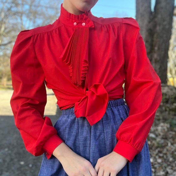 Vintage | Tops | Vintage 8s Red Western Top By Southern Lady | Poshmark